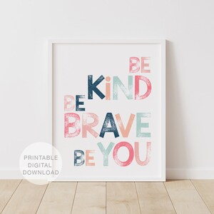 Pink Navy Set of 3 Girls DIGITAL PRINTS, Girls Room Decor, Be Kind ...