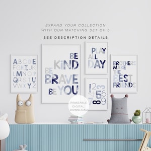 Be Kind Be Brave Be You Print, Printable Wall Art, Blue Wall Art for ...