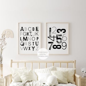 Black and White Alphabet Poster Monochrome Alphabet | Etsy