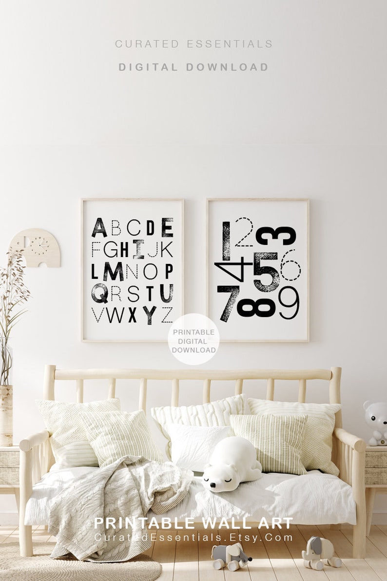 Black and White Alphabet Poster Monochrome Alphabet | Etsy