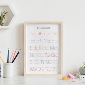 Alphabet Poster, Rainbow Handwriting Chart Print, PRINTABLE Educational ...