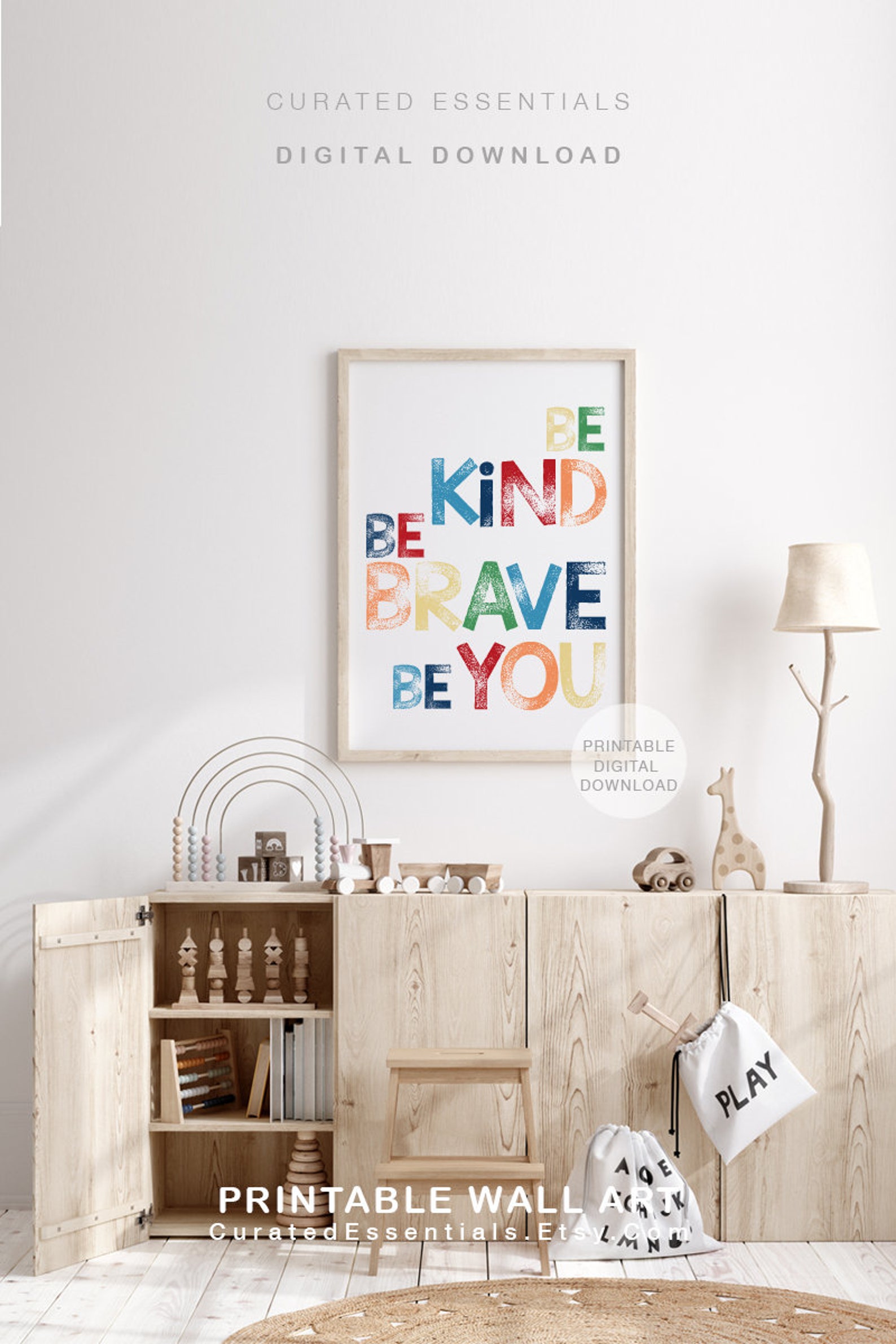 Rainbow Be Kind Be Brave Be You Print Printable Wall Art | Etsy