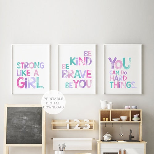Set of 6 Girls Pink Empowering Prints Printable Wall Art - Etsy