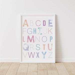 Pink Rainbow Alphabet and Numbers Set of 2 Prints, Educational ...