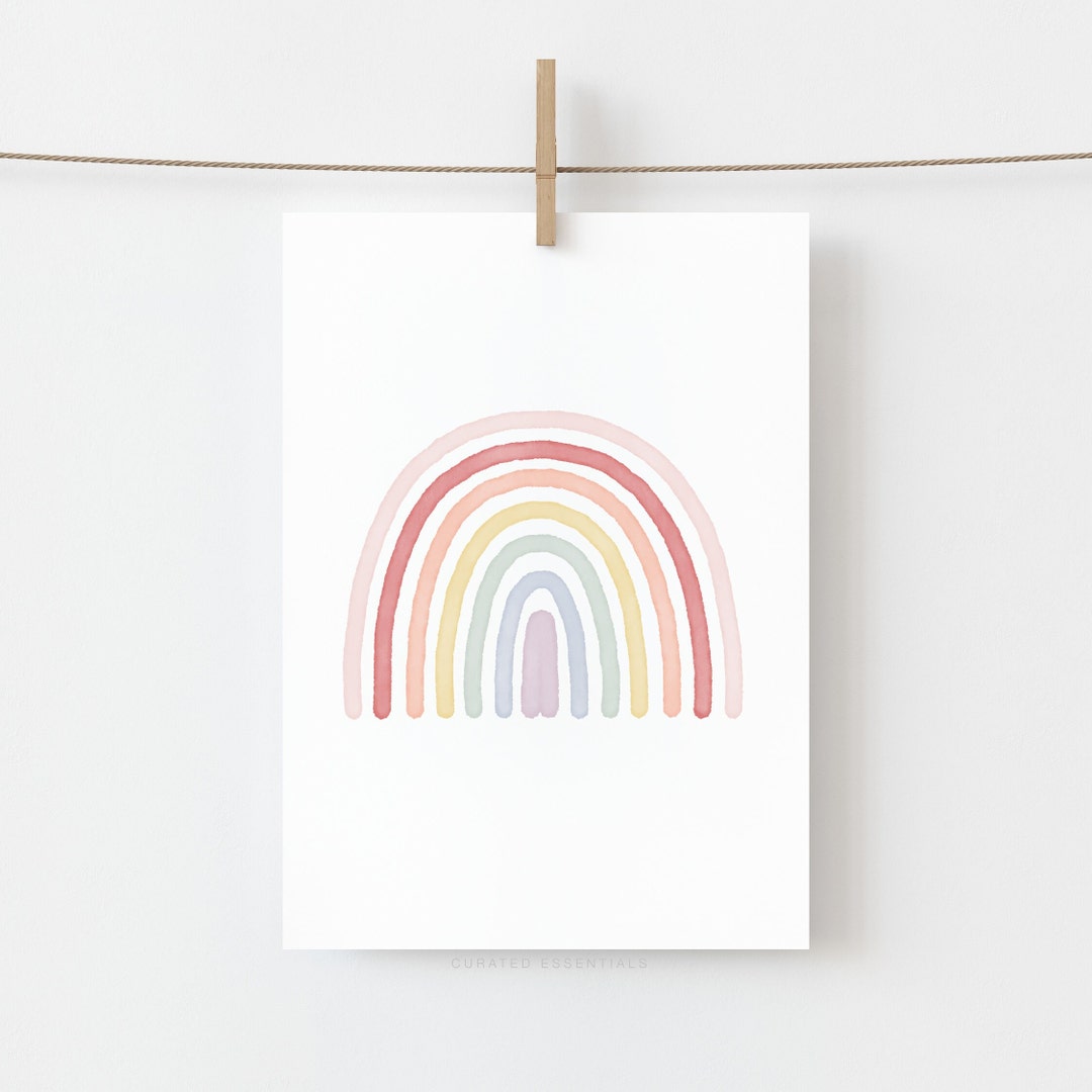 Pastel Rainbow Art Print, Printable Wall Art, Rainbow Nursery Decor ...