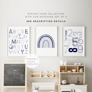 Blue Rainbow Art Print, Printable Wall Art, Rainbow Nursery Decor, Kids ...