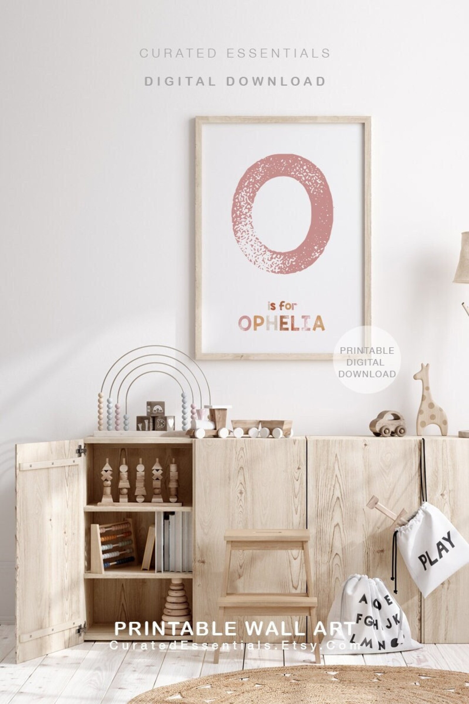 Boho Custom Name Art Print Printable Wall Art Nursery Decor - Etsy