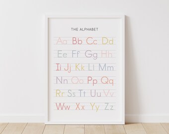 Rainbow Alphabet Poster, Handwriting Chart Print, Educational PRINTABLE ...