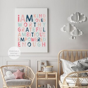 Kids Affirmations, Printable Wall Art, I Am Enough, Empowering Prints ...