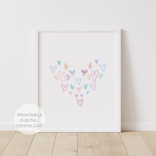 Kids Printable Wall Art Girls Room Wall Decor Pink Heart for | Etsy