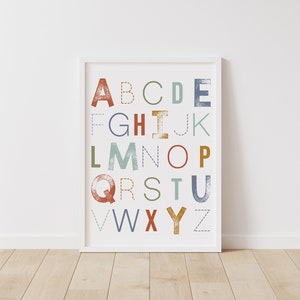 Earthy Neutral Educational PRINTABLE Wall Art Set of 6, Kids Room Decor ...