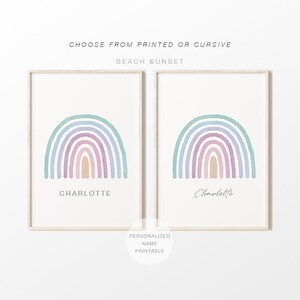 Custom Name Rainbow Art Print, Printable Wall Art, Rainbow Nursery ...