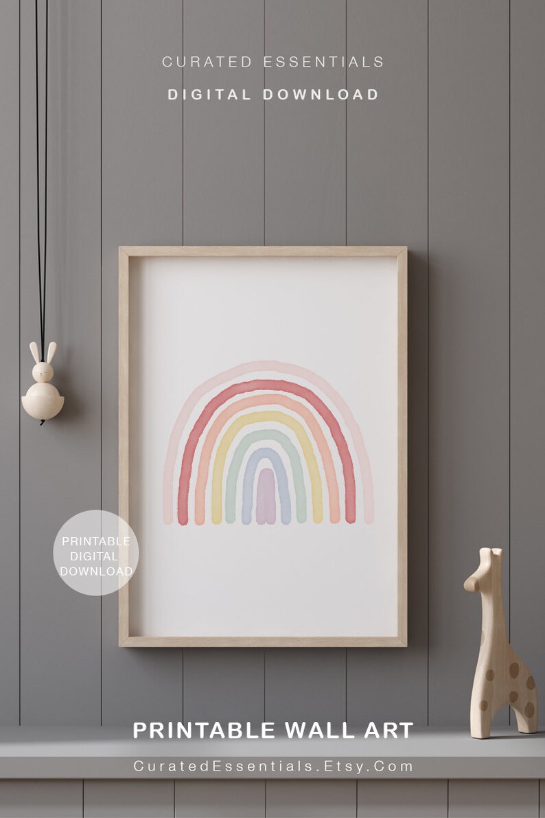 Pastel Rainbow Art Print Printable Wall Art Rainbow Nursery - Etsy