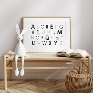 Black and White Alphabet DIGITAL PRINT, Kids Horizontal ABC Print ...