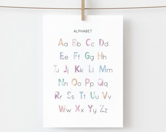 Rainbow Alphabet Printable Wall Art Poster Educational ABC Poster Kids ...