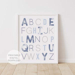 Blue Alphabet and Numbers Set of 2 Printable Wall Art - Etsy