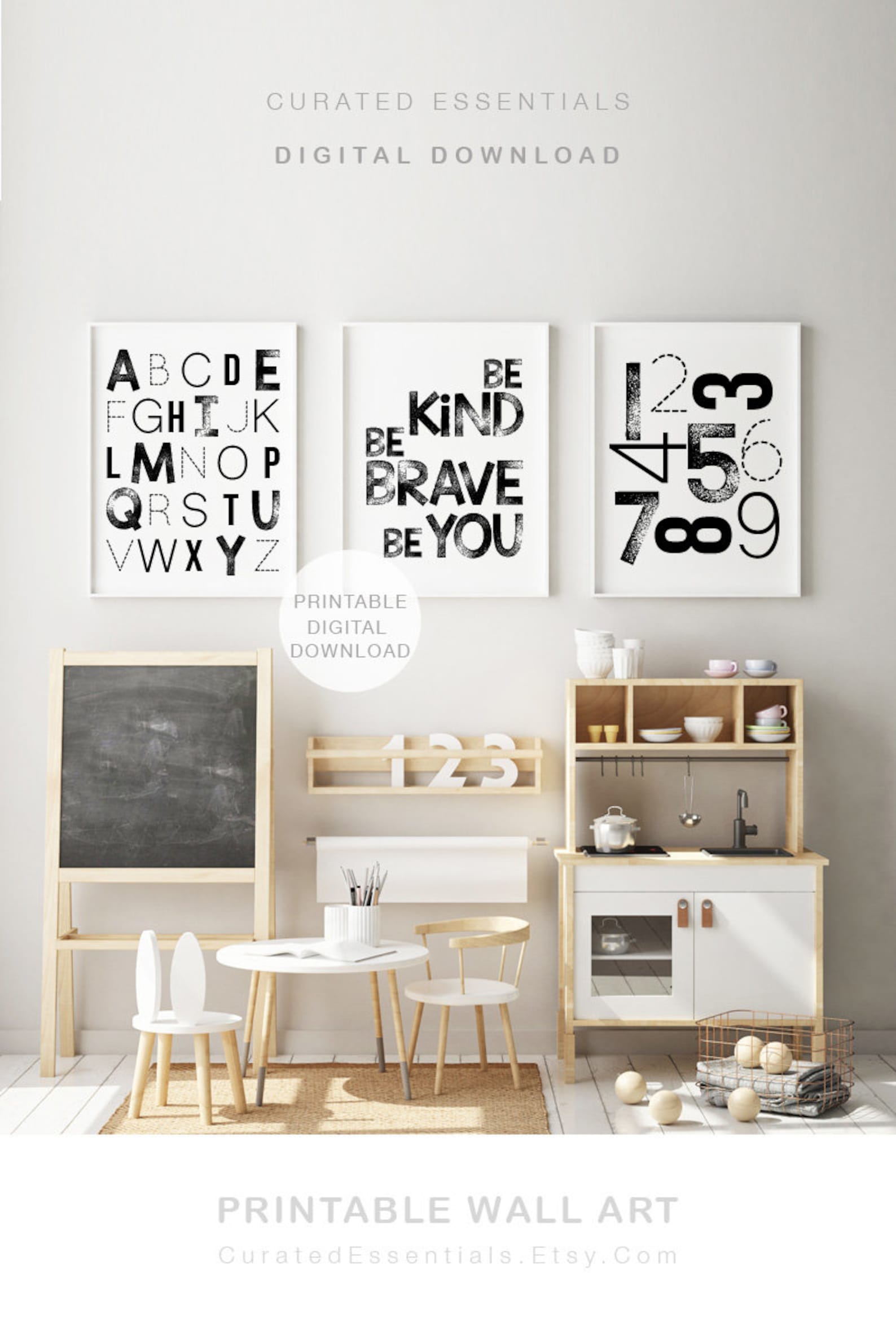 Black and White Alphabet Poster Monochrome Alphabet - Etsy