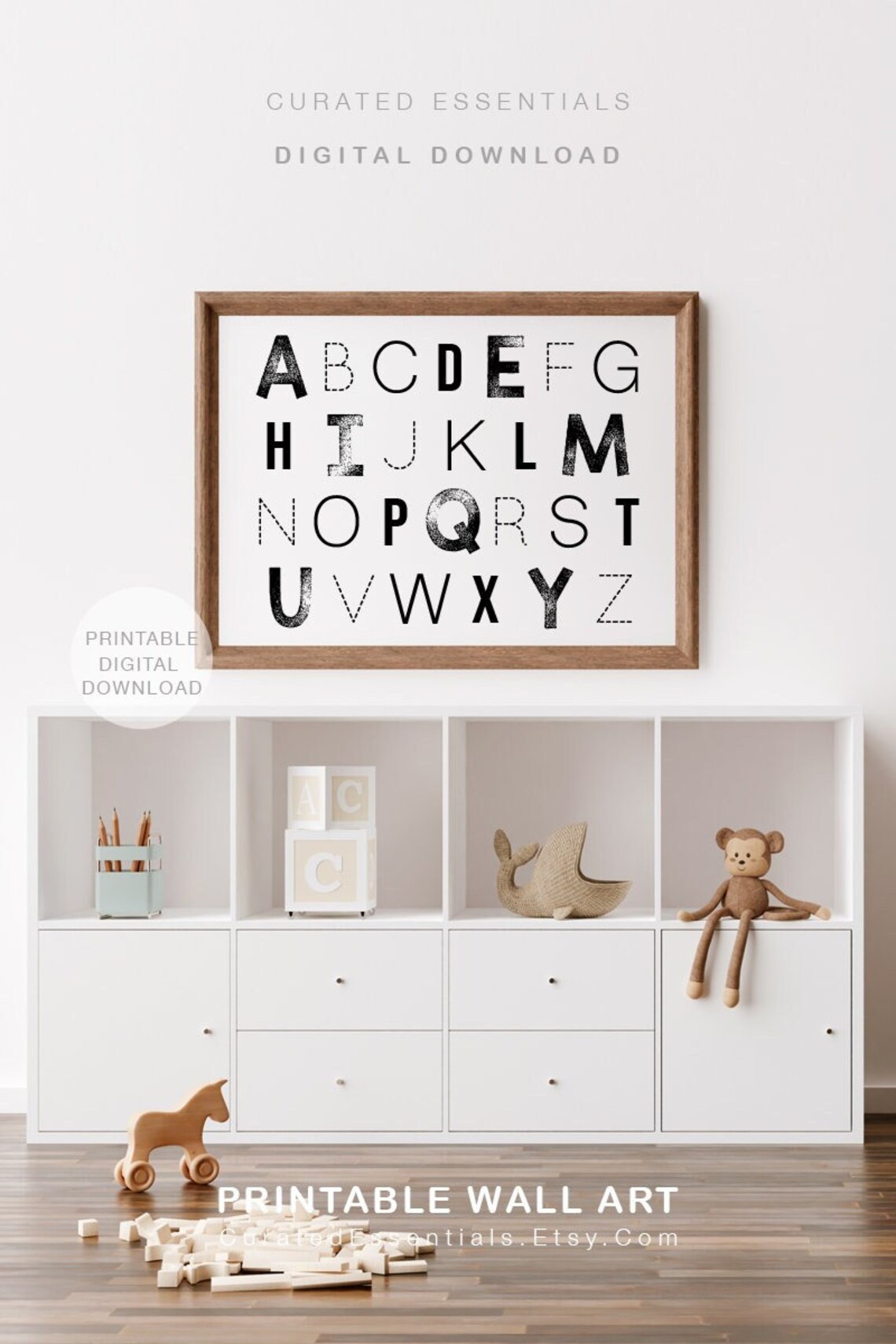 Black and White Alphabet DIGITAL PRINT Kids Monochrome Wall - Etsy