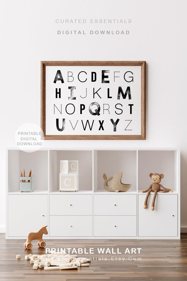Black and White Alphabet DIGITAL PRINT Kids Monochrome Wall - Etsy