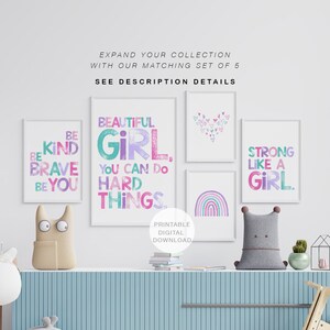 Be Kind Be Brave Be You Print in Purple Pink, Printable Wall Art for ...