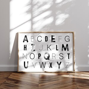 Black and White Alphabet DIGITAL PRINT, Kids Horizontal ABC Print ...