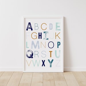 Set of 2 Prints, Alphabet and Numbers, Alphabet Poster, Baby Boy ...