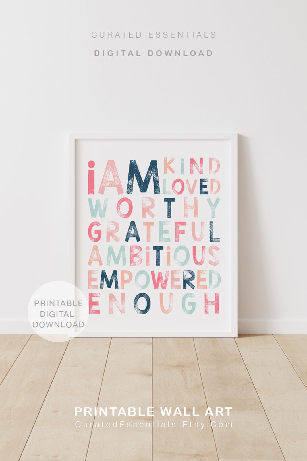 Kids Affirmations, Printable Wall Art, I Am Enough, Empowering Prints ...