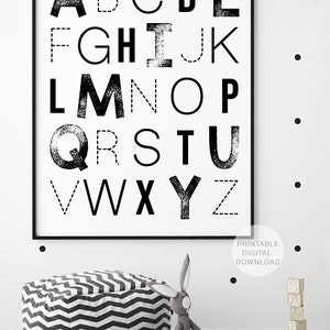 Black and White Alphabet Poster Monochrome Alphabet - Etsy