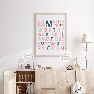 Kids Affirmations, Printable Wall Art, I Am Enough, Empowering Prints ...