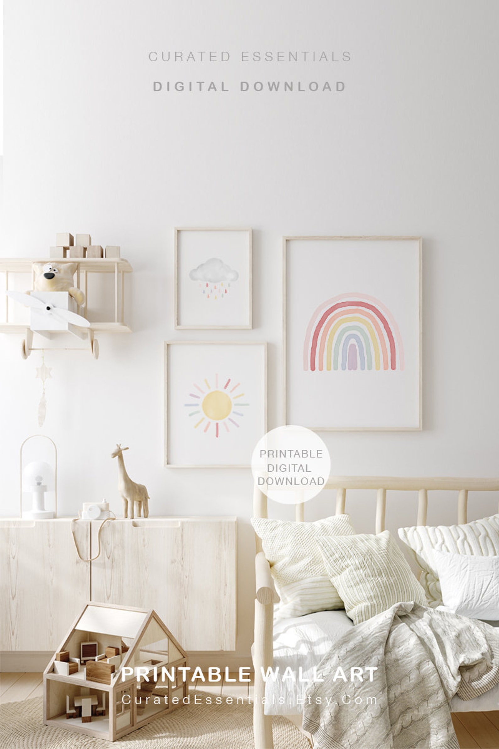 Neutral Rainbow Wall Art Set of 3 Prints Printable Wall Art | Etsy