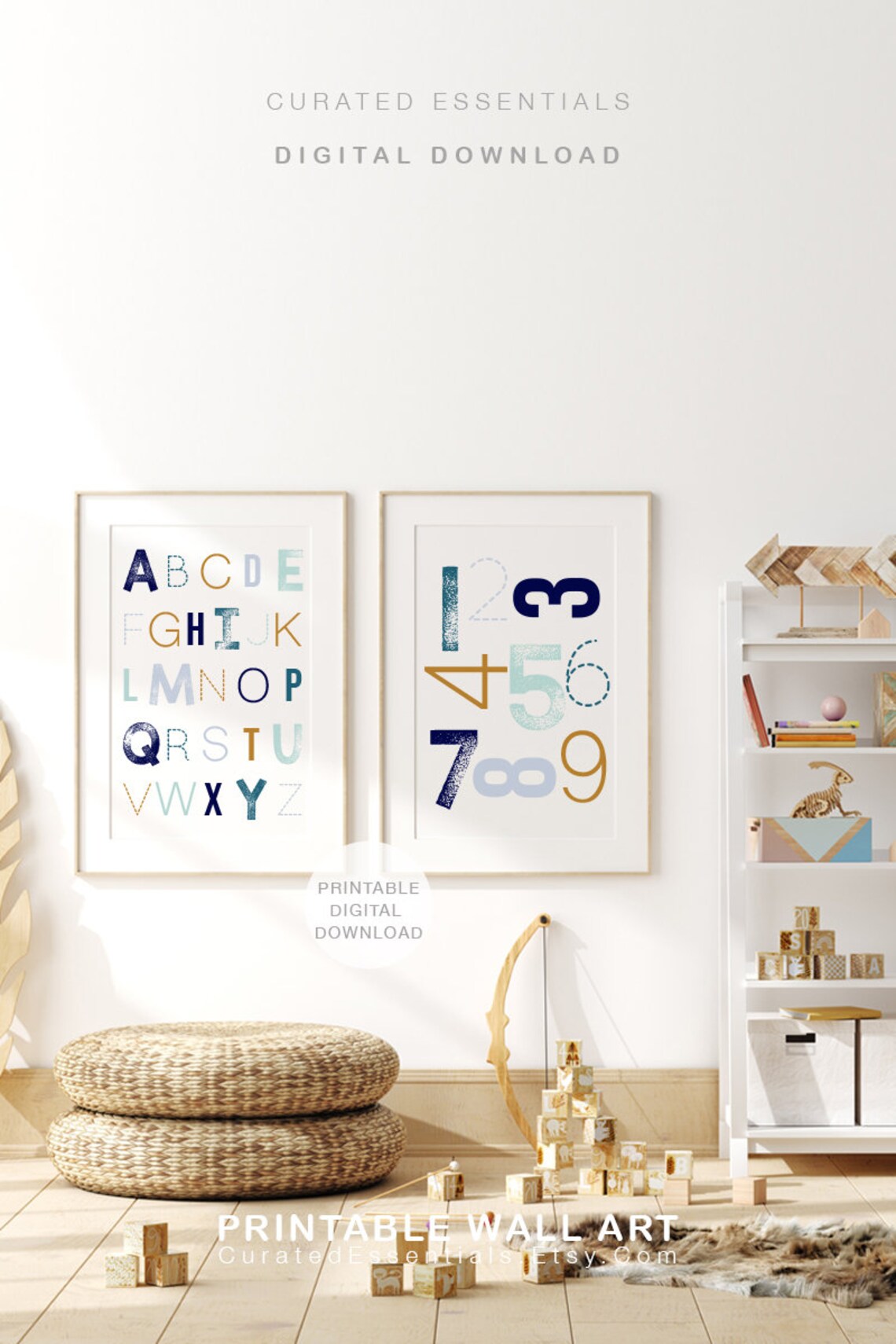 Set of 2 Prints Alphabet and Numbers Alphabet Poster Baby - Etsy