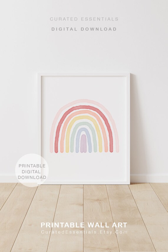 Pastel Rainbow Art Print Printable Wall Art Rainbow Nursery - Etsy