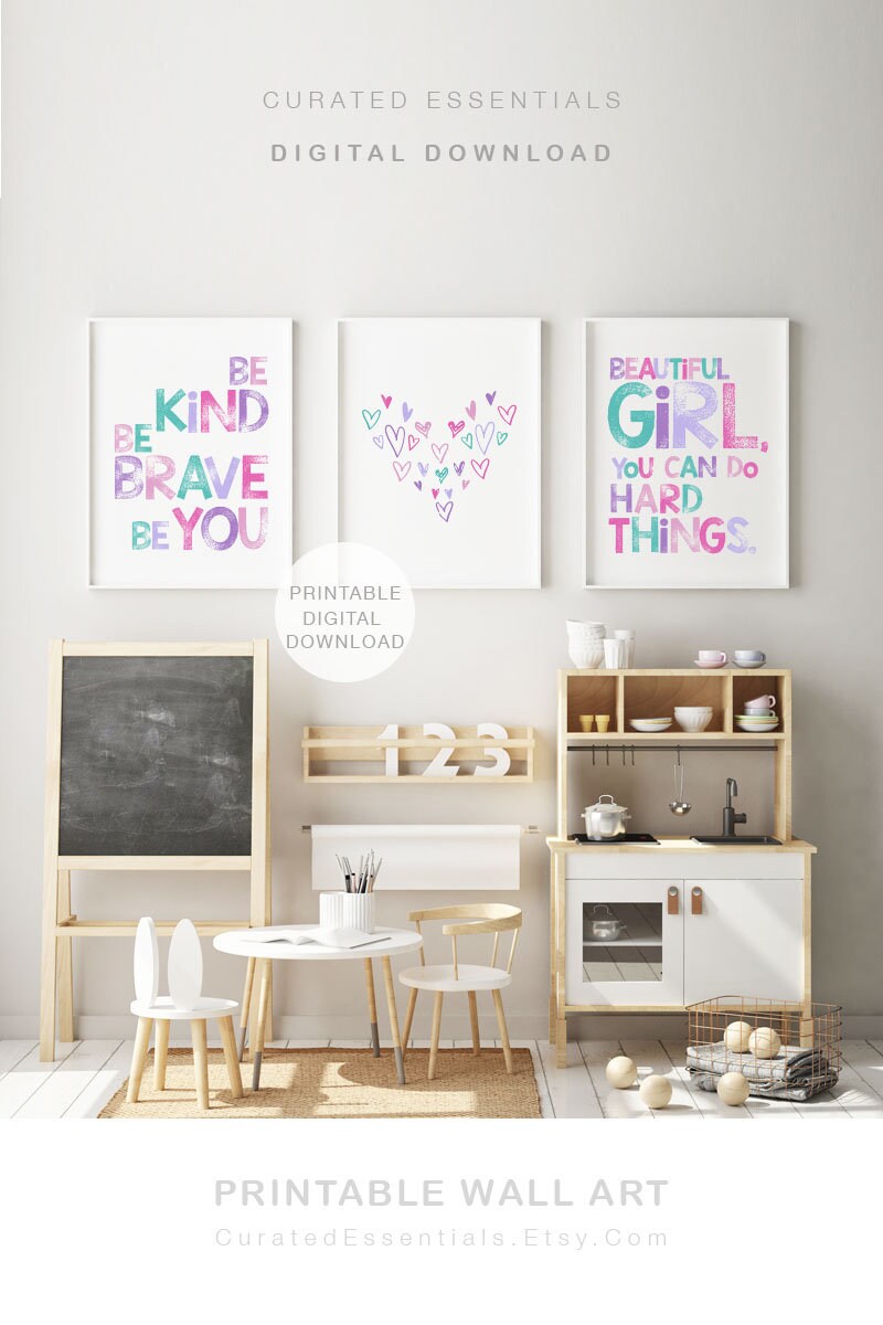 Girls Set of 3 Printable Wall Art Empowering Prints for | Etsy