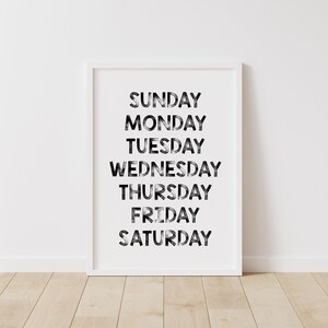 Days of the Week Poster, PRINTABLE Educational Wall Art, Minimalist ...