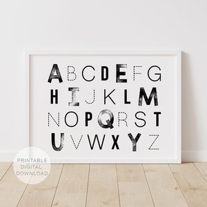 Black and White Alphabet DIGITAL PRINT Kids Monochrome Wall - Etsy
