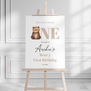 Beary First Birthday Photo Invitation, Editable 1st Birthday Bear Theme ...