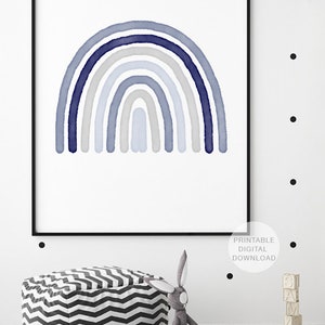 Blue Rainbow Art Print, Printable Wall Art, Rainbow Nursery Decor, Kids ...