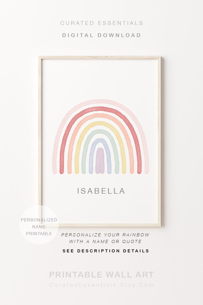 Pastel Rainbow Art Print Printable Wall Art Rainbow Nursery - Etsy
