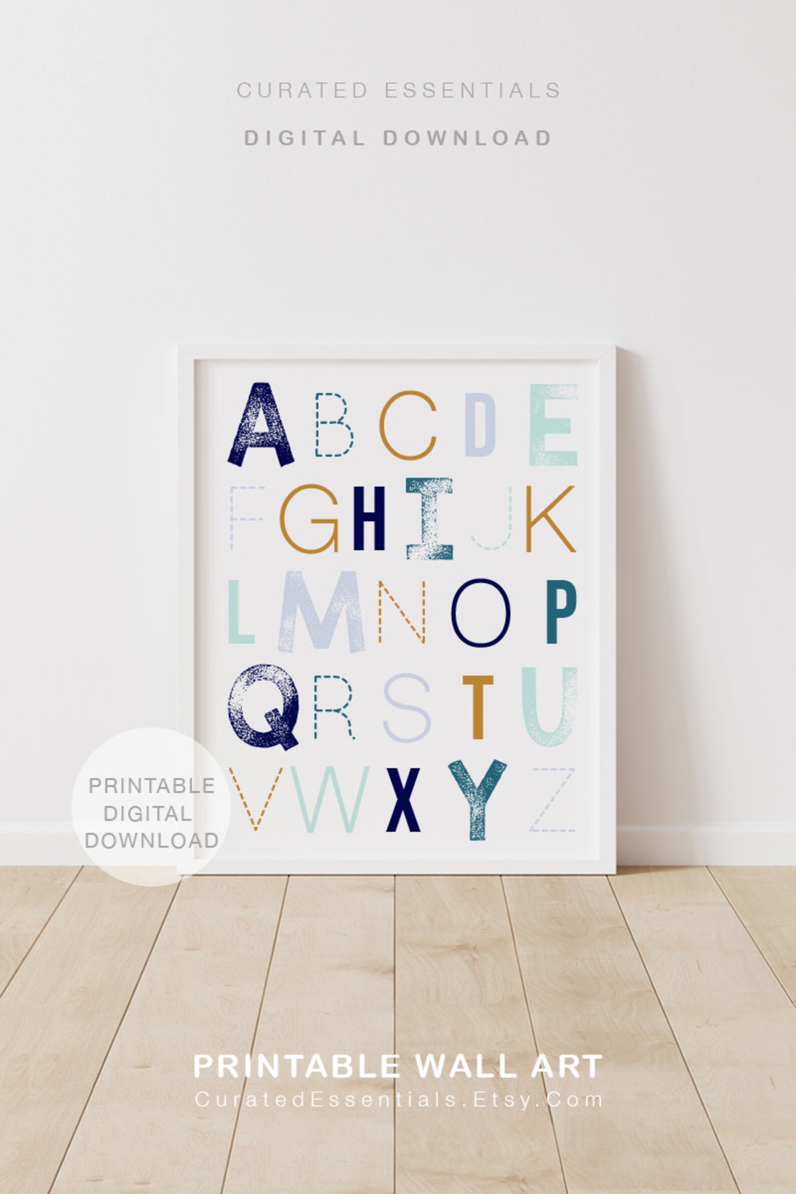 Set of 5 Prints Alphabet Poster Printable Wall Art Boys - Etsy