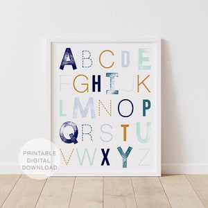 Set of 5 Prints Alphabet Poster Printable Wall Art Boys - Etsy