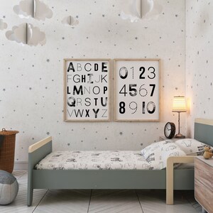 Black and White Alphabet and Numbers Set of 2 Prints - Etsy