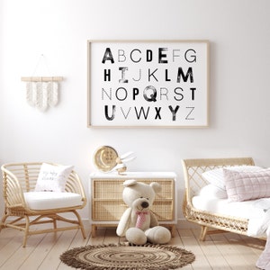 Black and White Alphabet DIGITAL PRINT, Kids Horizontal ABC Print ...