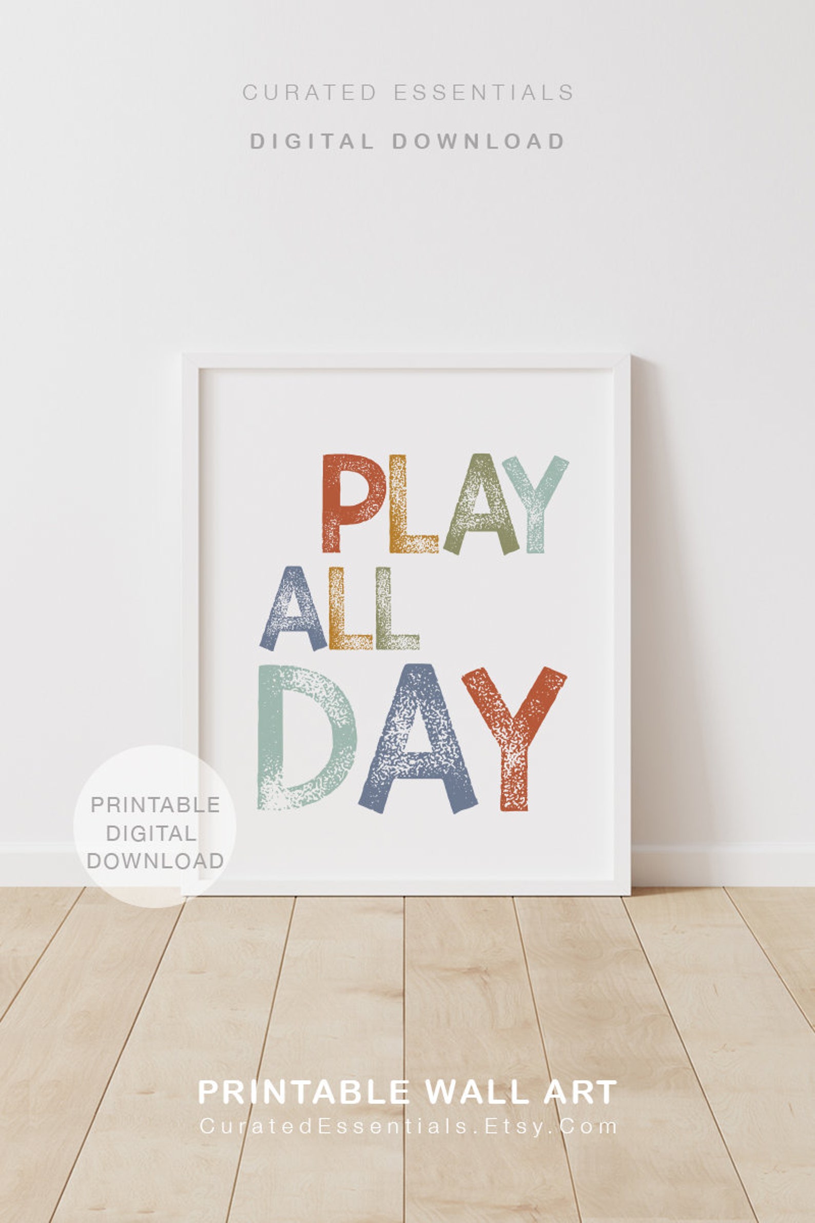 Play All Day Print Playroom Decor Printable Wall Art | Etsy