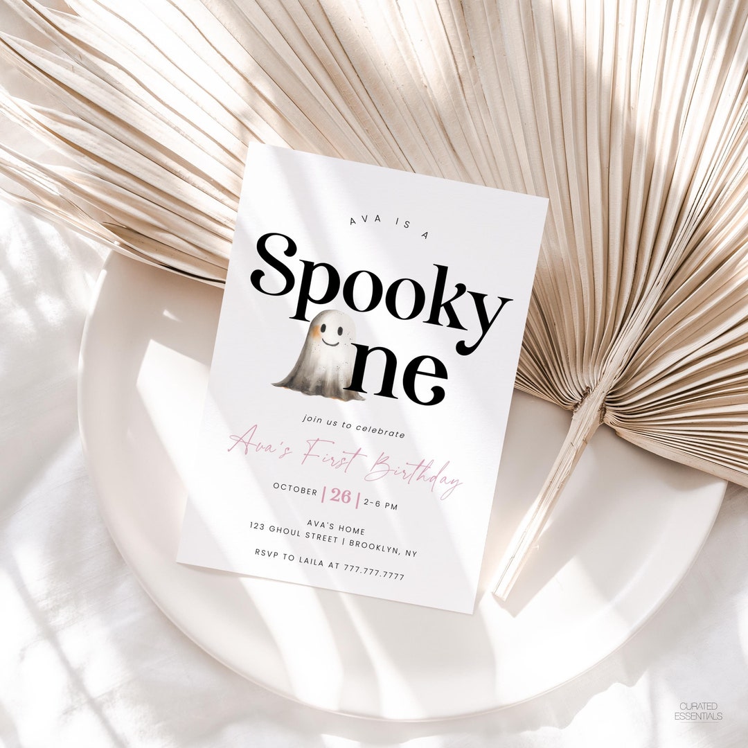 Editable Spooky One Birthday Invitation, Halloween 1st Birthday Invite ...