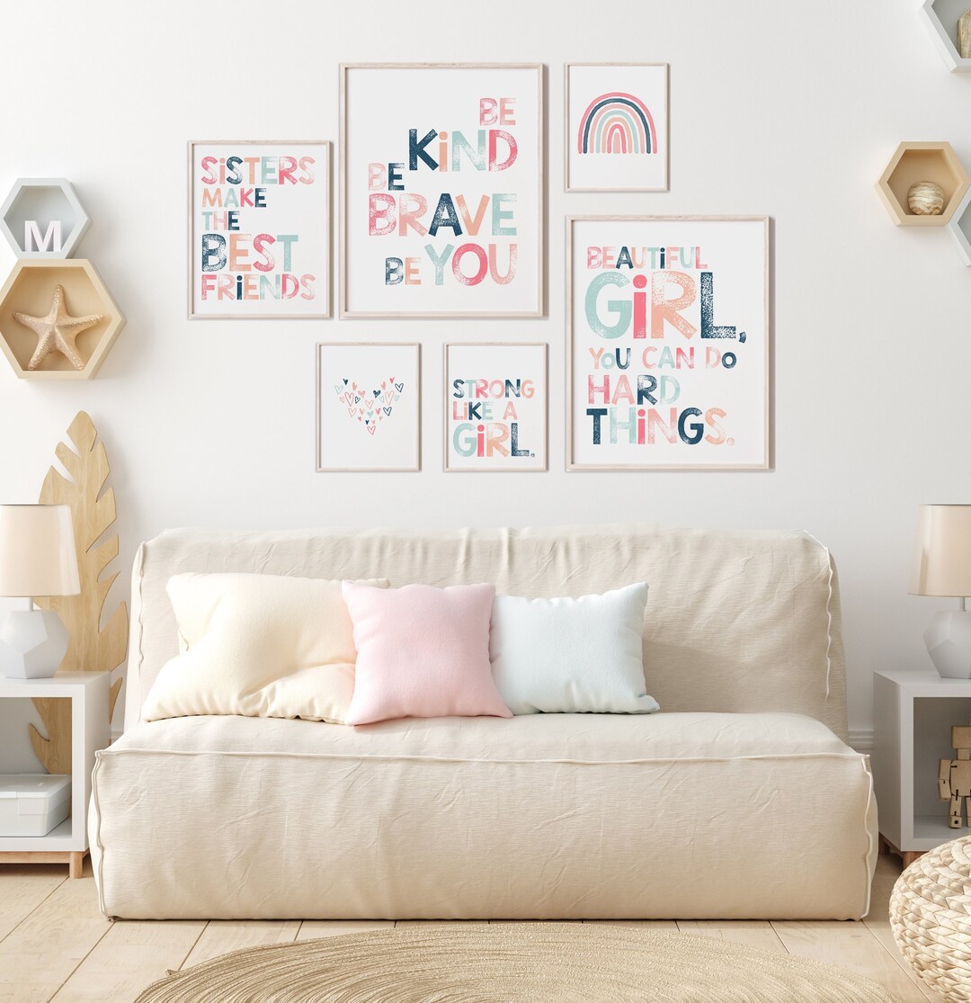 Set of 6 Girls Pink Empowering Prints Printable Inspirational - Etsy