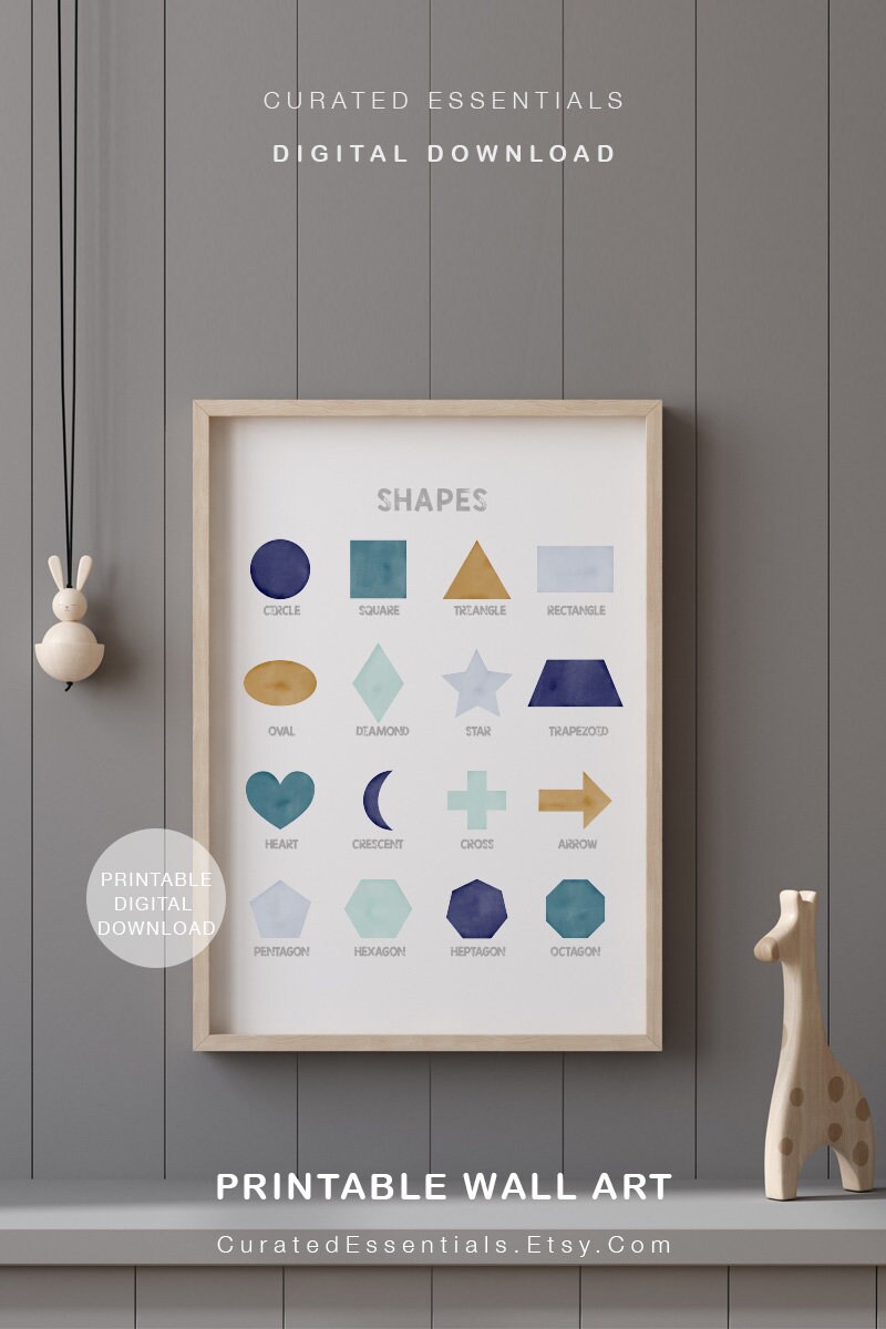 Shapes Printable Wall Art Shapes Poster Playroom Decor - Etsy UK