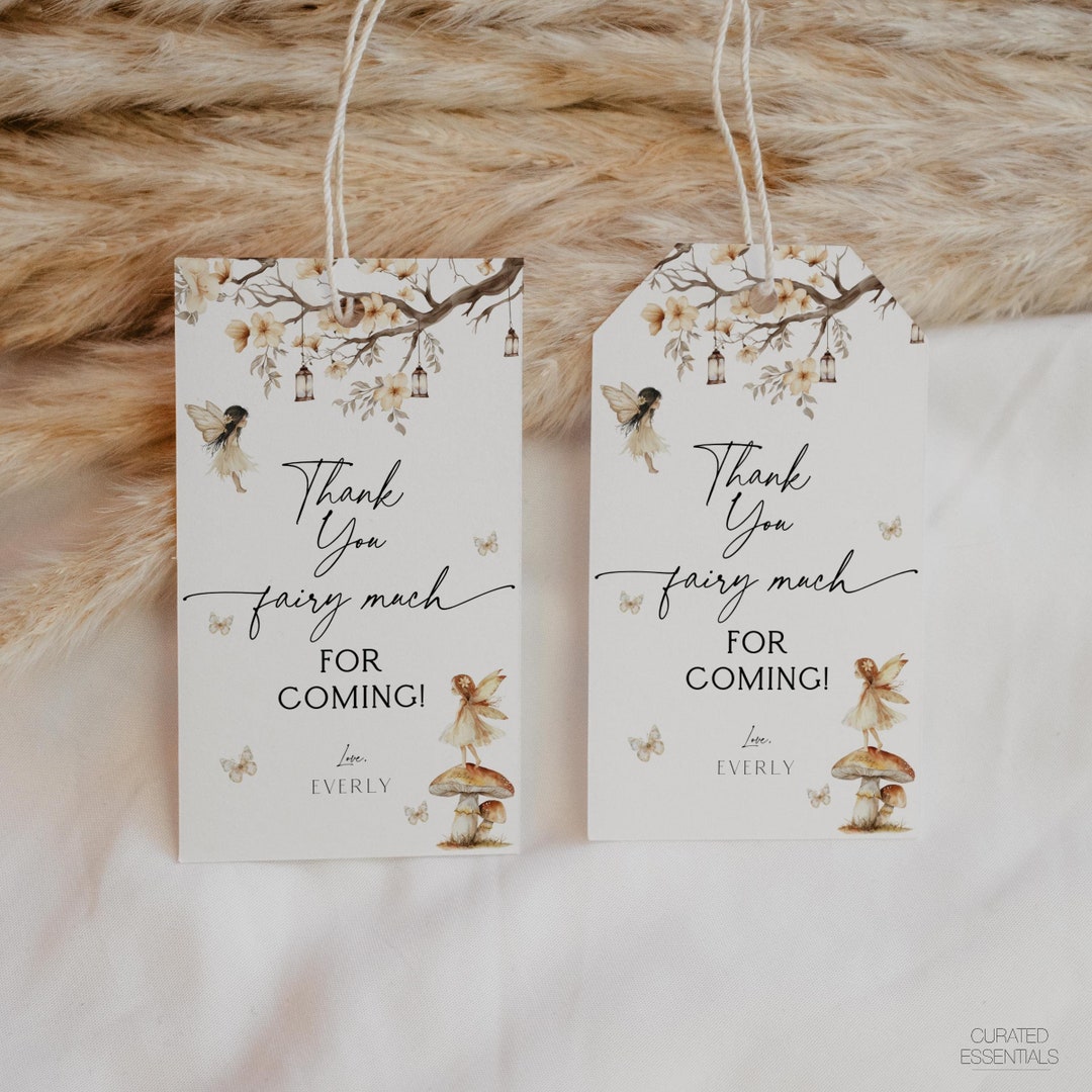 Fairy Birthday Thank You Tag, Party Favor Tag, Editable Favor Tag ...