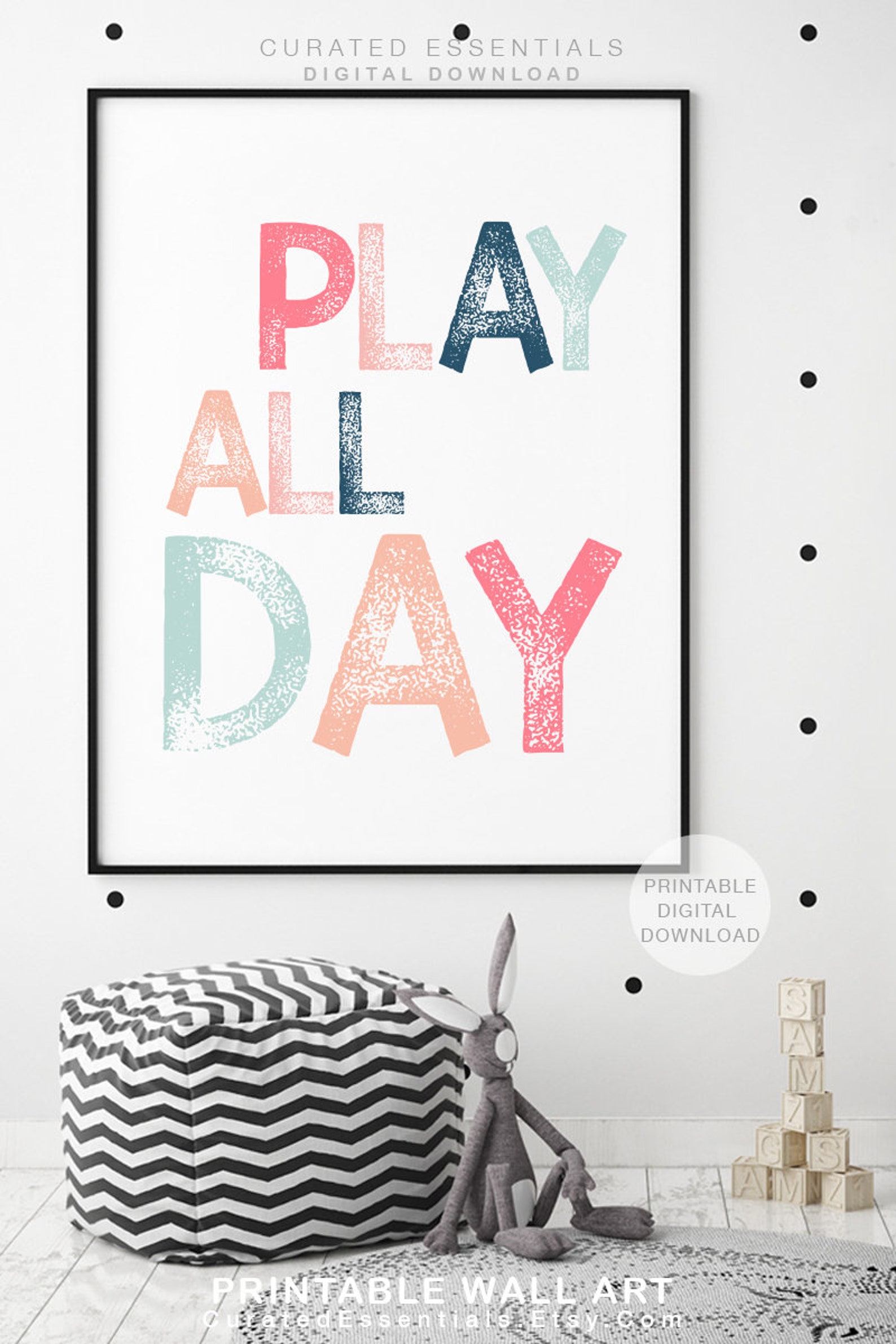 Play All Day Print Playroom Decor Printable Wall Art - Etsy