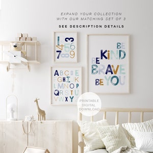 Be Kind Be Brave Be You Print, Printable Wall Art, Nursery Decor, Wall ...