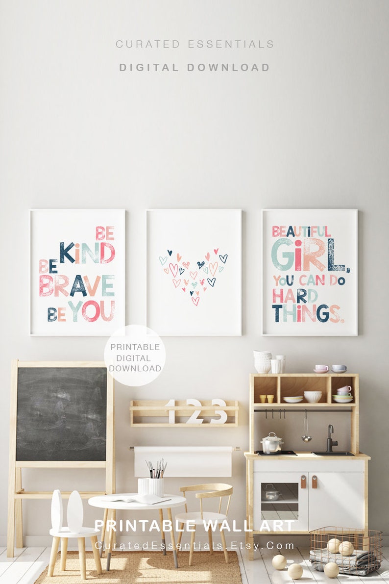 Set of 3 Girls Printables, Empowering Prints for Girls, Girls Bedroom ...